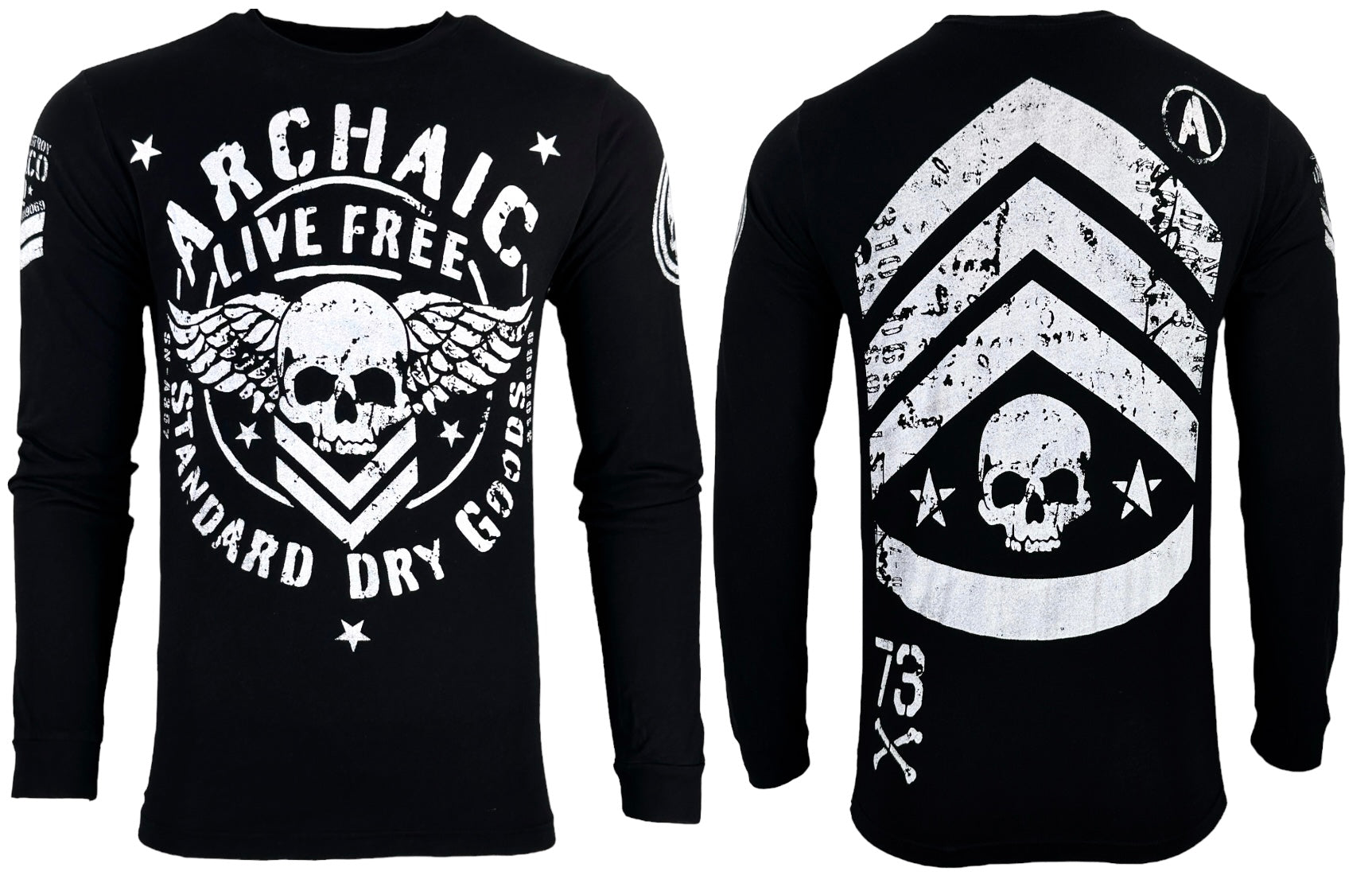 Archaic By Affliction Men's Long Sleeve T-shirt Strong Crest ...