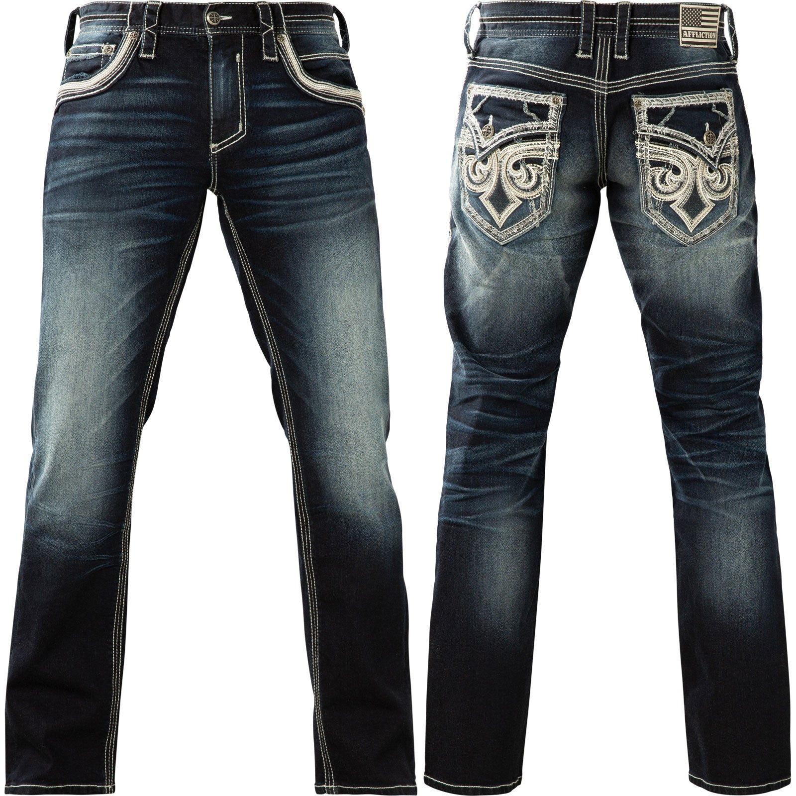 Affliction Men's Denim Jeans ACE FLEUR SARGE Blue | fashion brand sale
