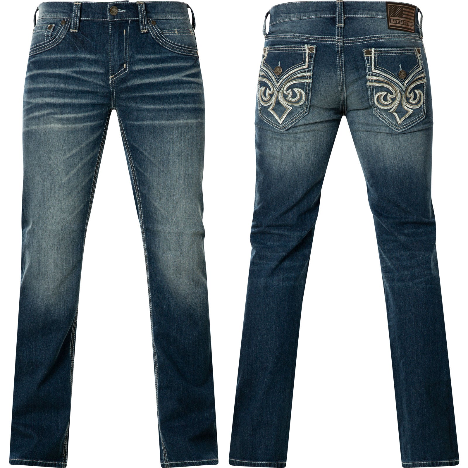 Affliction Men's Denim Jeans BLAKE FLEUR RINGO Biker | fashion brand sale